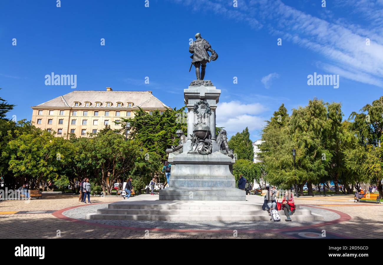 Plaza De Armas City Square in Punta Arenas, Chile with Treelined Paths ...