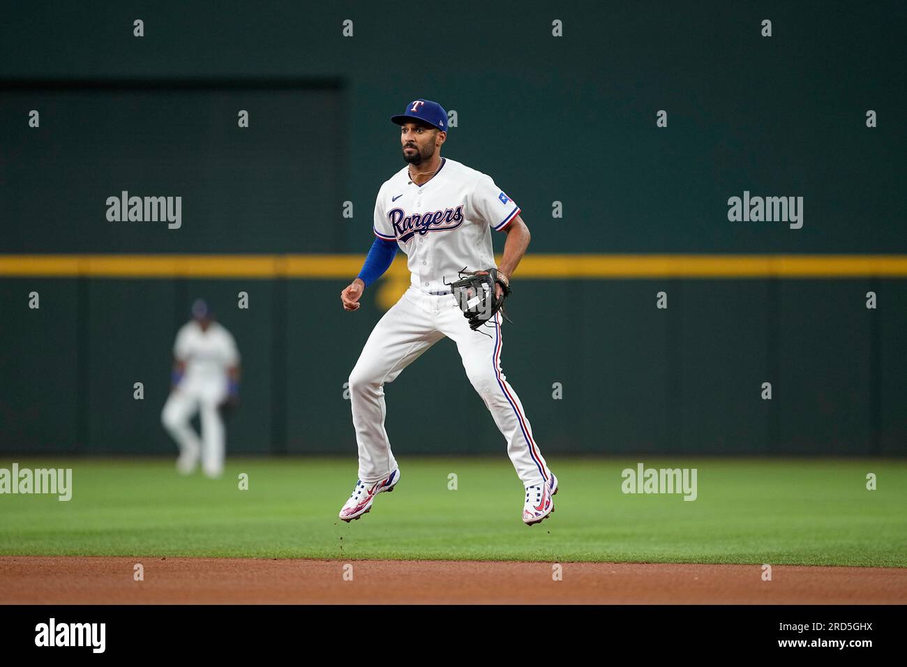 Texas Rangers second baseman Marcus Semien watches an at-bat during a ...