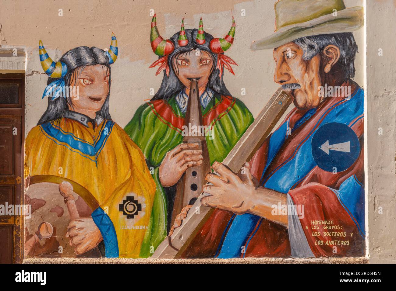 Artistic mural, Humahuaca city, Quebrada de Humahuaca, Humahuaca valley ...