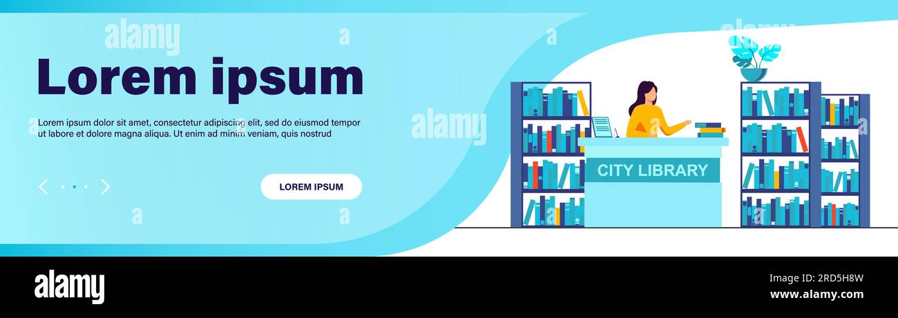 Female smiling librarian standing at counter Stock Vector Image & Art ...