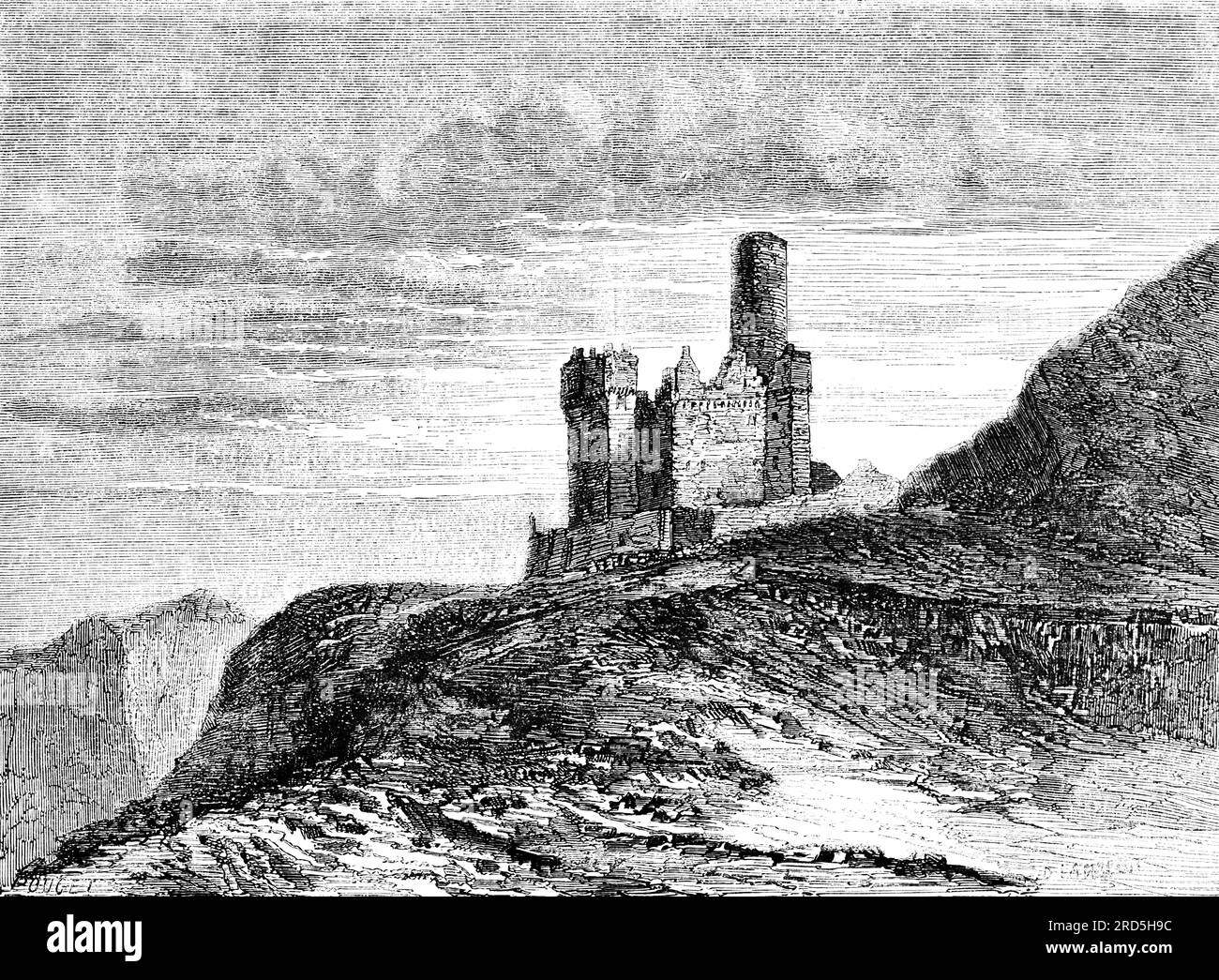 Maus castle burg maus at rhine Black and White Stock Photos & Images ...
