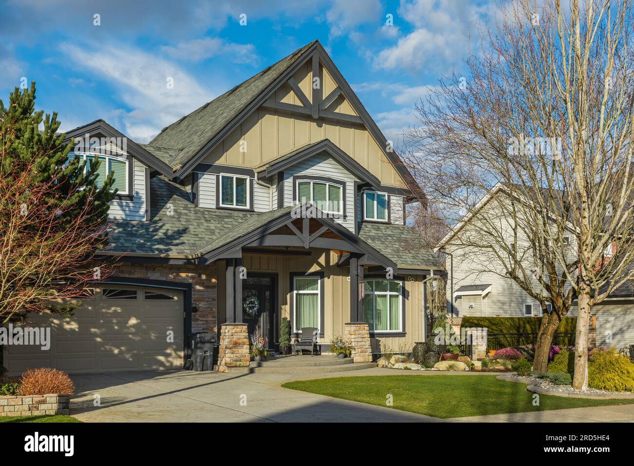 Beautiful exterior house in rural suburban neighborhood. Real Estate ...