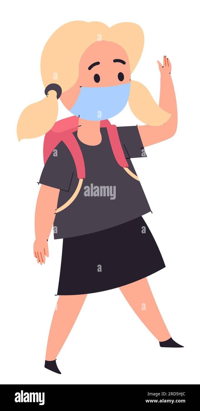 Walking girl backpack kid Stock Vector Images - Alamy