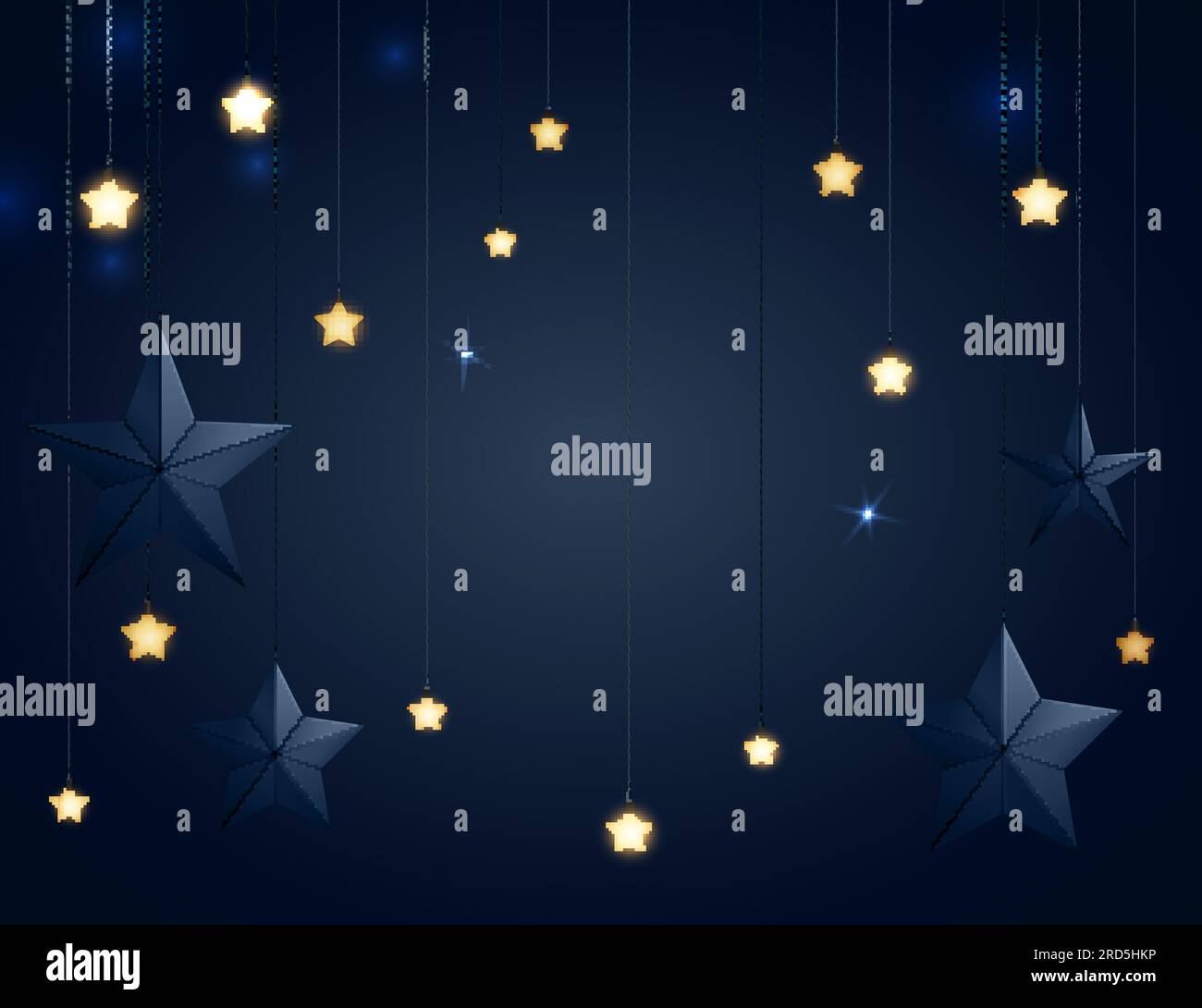 Dark blue Christmas background with gold glitter particles and glowing ...