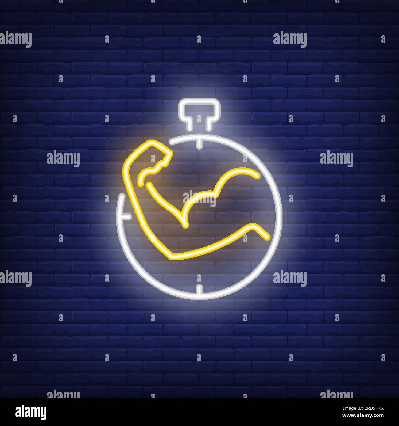 Arm showing biceps and stopwatch neon sign Stock Vector Image & Art - Alamy