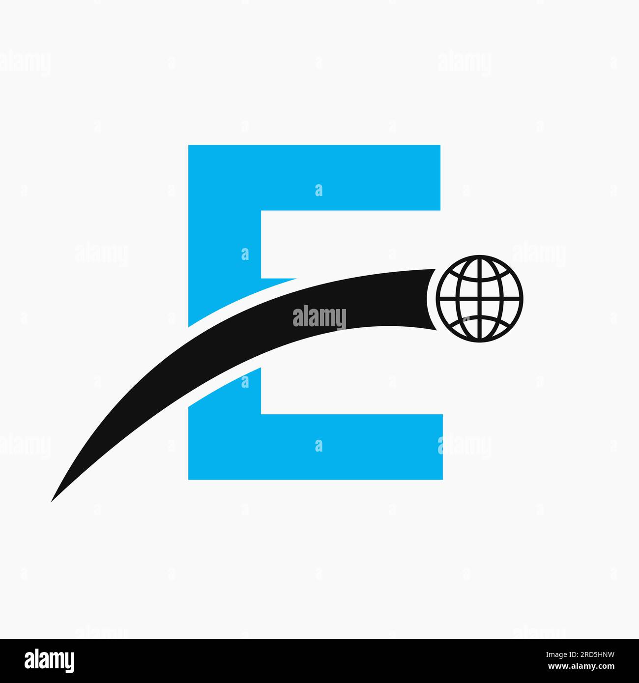 Letter E Logo Concept With Global World Icon Vector Template Stock ...