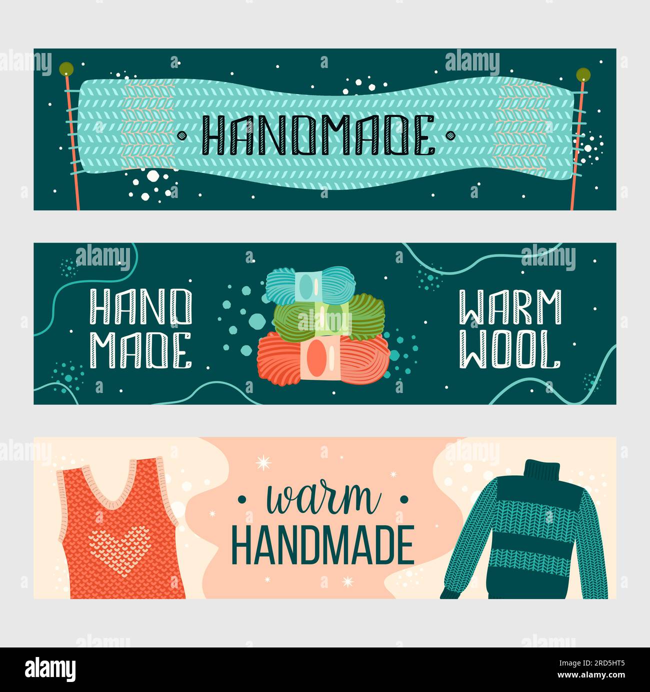Knitted handmade clothes banners set Stock Vector Image & Art - Alamy