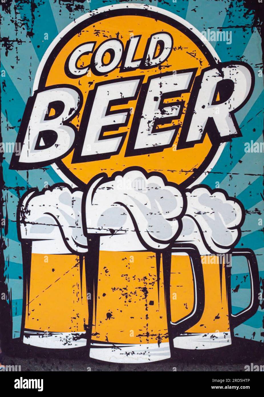 Cold beer - metal sign Stock Photo - Alamy