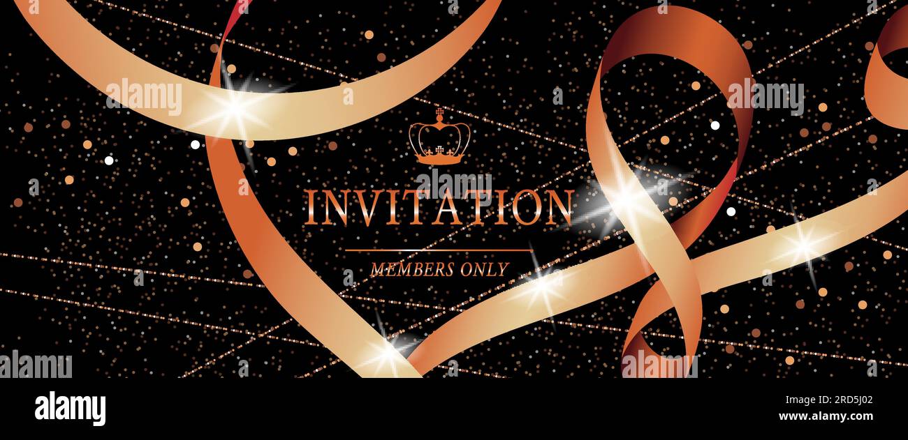 Invitation vip coupon template with crown and curled ribbon Stock ...