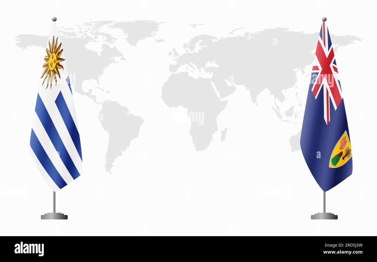 Uruguay and Turks and Caicos flags for official meeting against ...