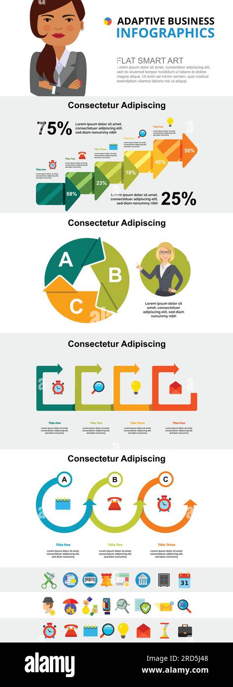 Business workflow and marketing infographic charts set Stock Vector ...