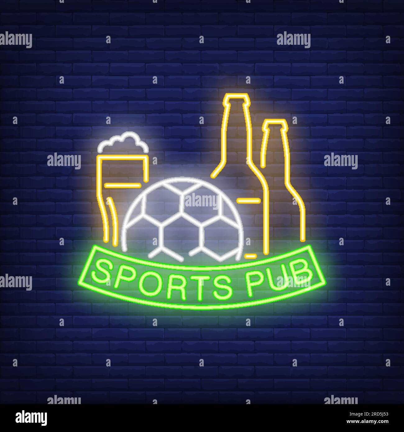 Sports pub neon text with football and beer Stock Vector Image & Art ...