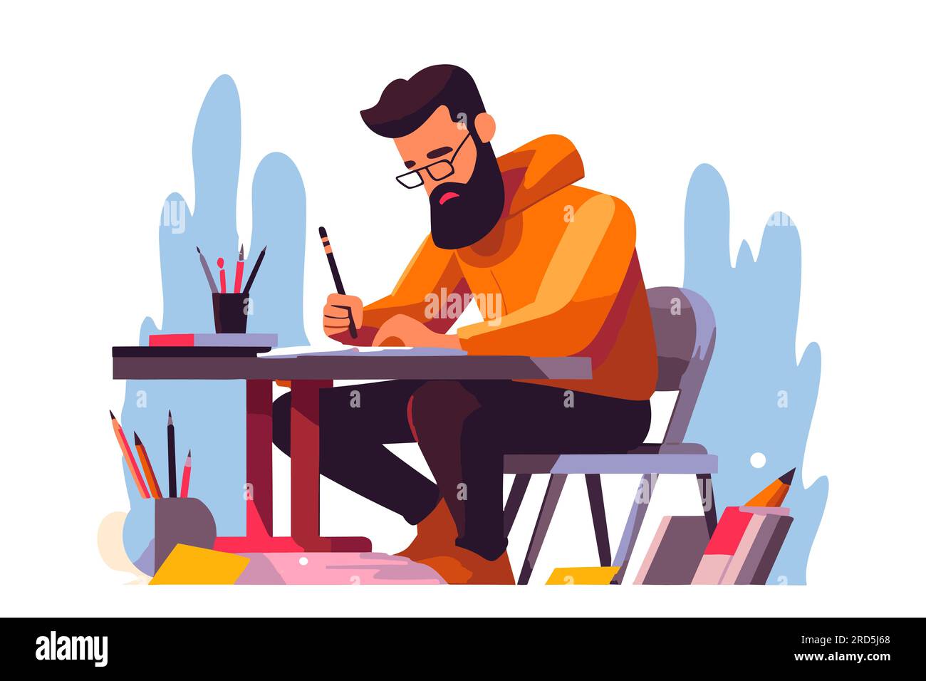 Young male painting artist landscape Stock Vector Images - Alamy