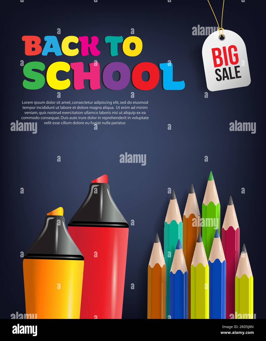 Back to school sale flyer design with colorful pencils Stock Vector ...
