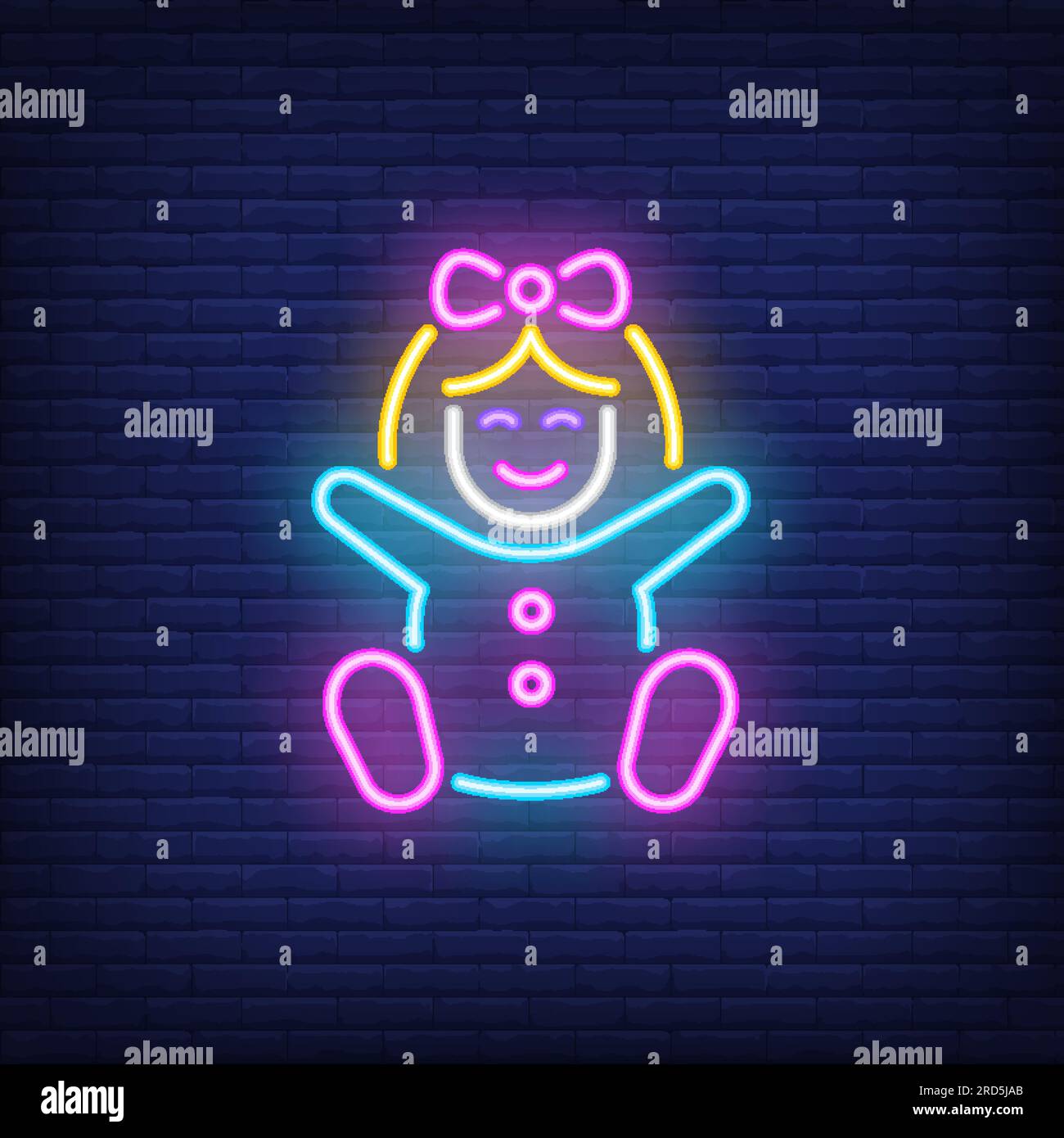 Colorful doll neon sign Stock Vector Image & Art - Alamy