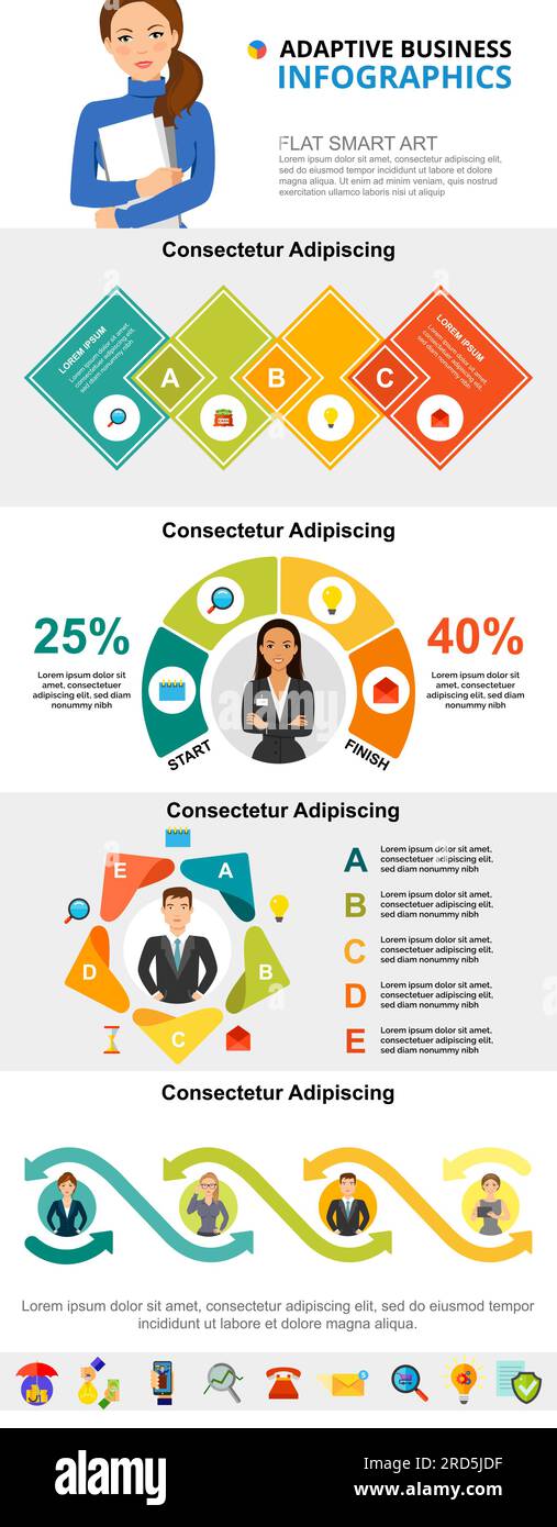 Colorful analysis or marketing infographic charts set Stock Vector ...