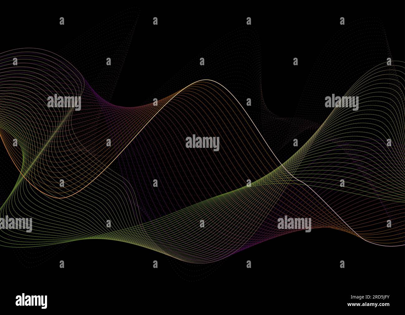 Abstract colored luminous waves on a dark background. Layout of the ...