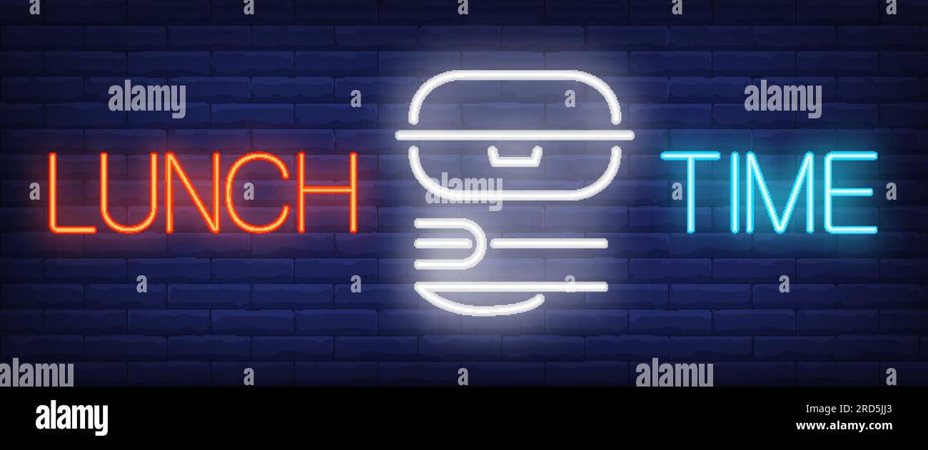 Lunch Time sign in neon style Stock Vector Image & Art - Alamy