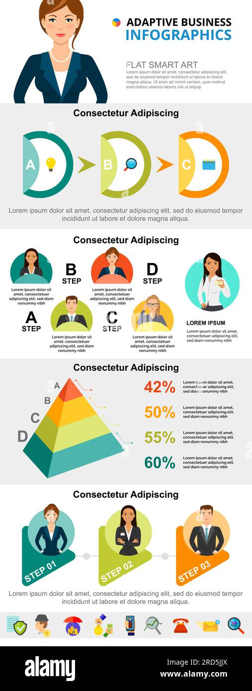 Colorful teamwork or marketing infographic charts set Stock Vector ...