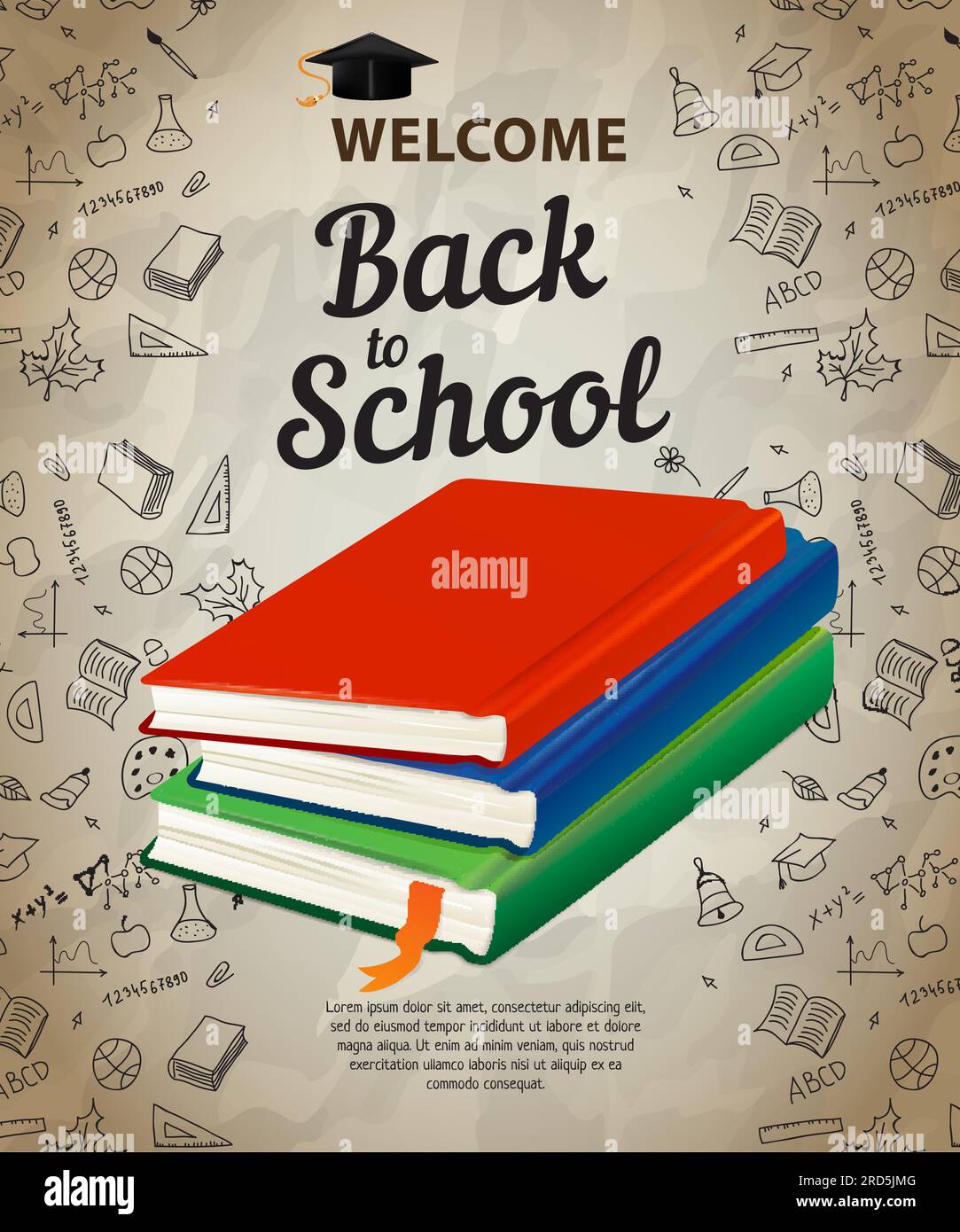 Welcome, back to school lettering and books Stock Vector Image & Art ...