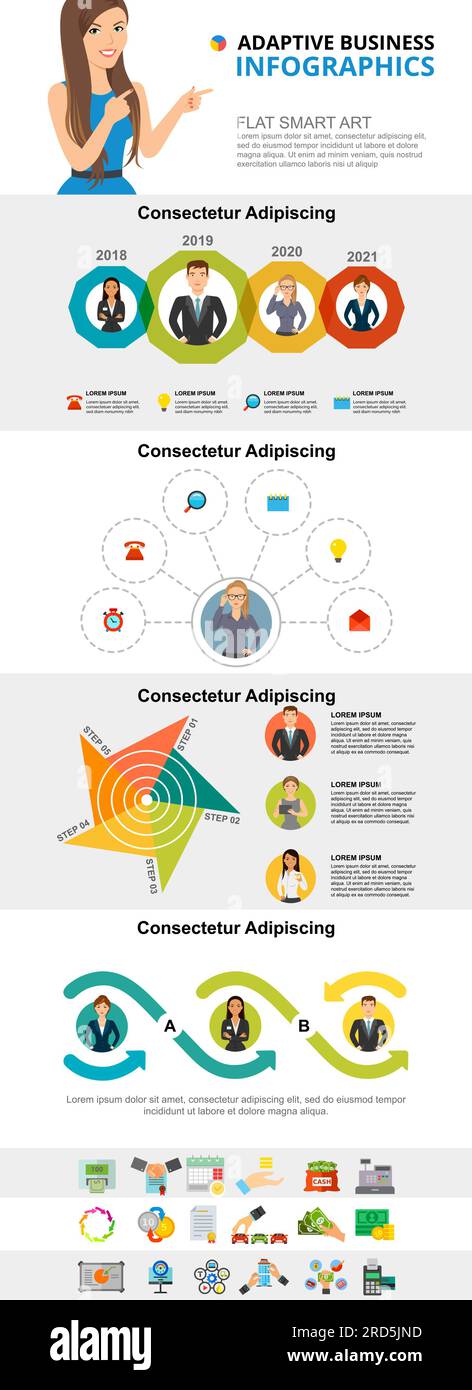 Business workflow and marketing infographic charts set Stock Vector ...