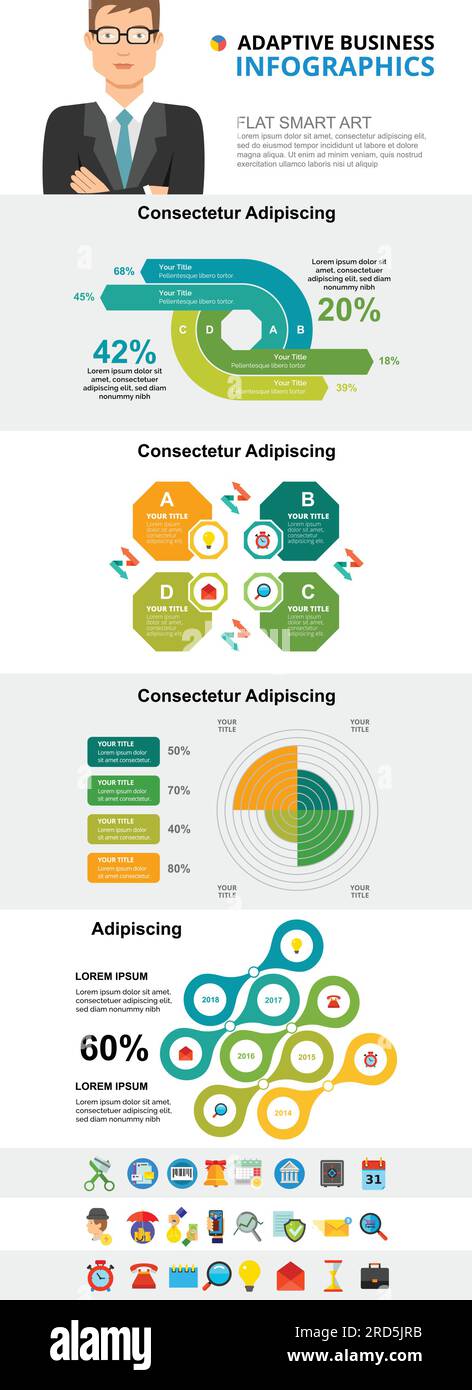 Economy and statistics concept infographic charts set Stock Vector ...