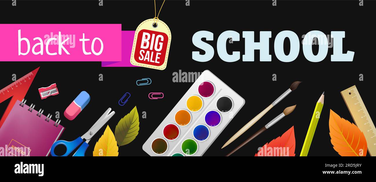 Back to school, big sale lettering with watercolor paints Stock Vector ...