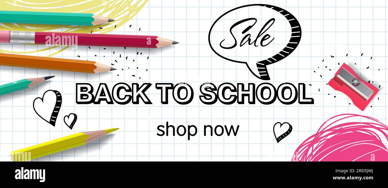 Back to school, shop now lettering Stock Vector Image & Art - Alamy
