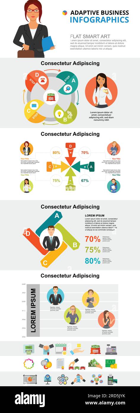 Colorful planning or teamwork infographic charts set Stock Vector Image ...