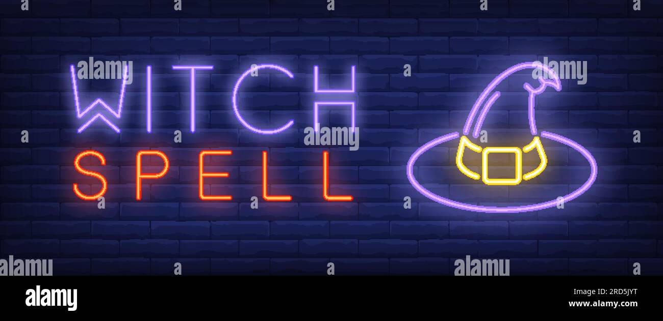 Witch spell neon style banner Stock Vector Image & Art - Alamy