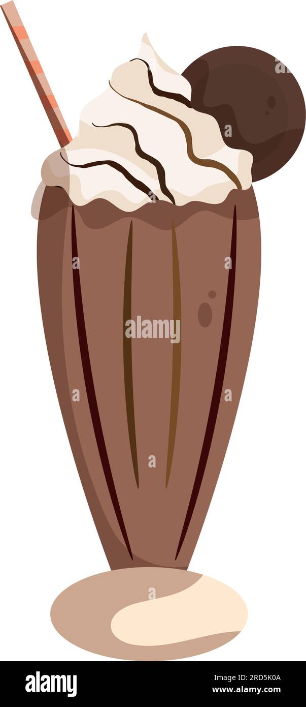 Colored milk shake with ice cream sketch icon Vector Stock Vector Image ...