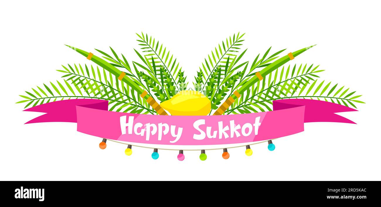 Happy Sukkot greeting card. Holiday background with Jewish festival ...
