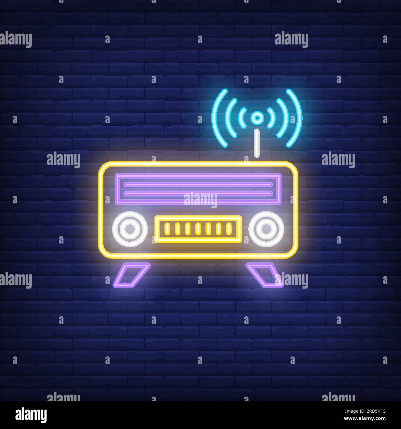 Radio neon icon. Receiver with antenna and wifi sign Stock Vector Image ...