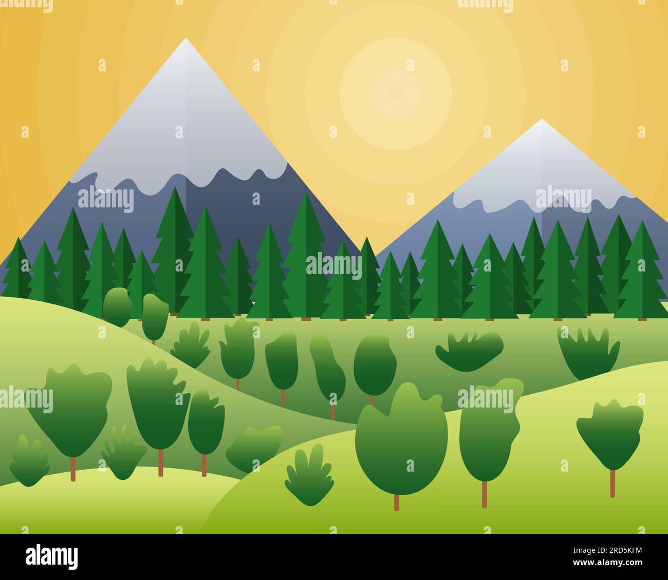 Green valley mountains in summer Stock Vector Images - Alamy