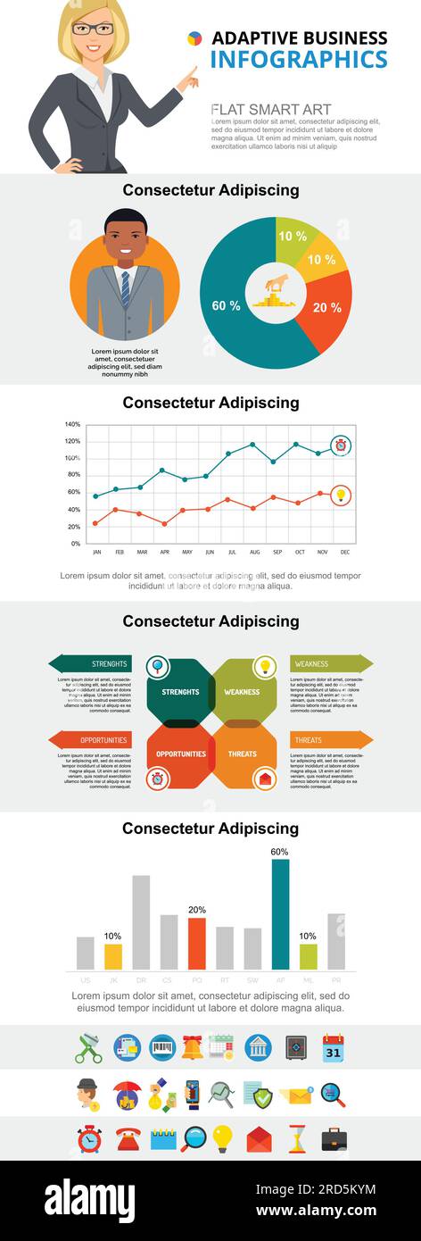 Statistics and consulting concept infographic charts set Stock Vector ...