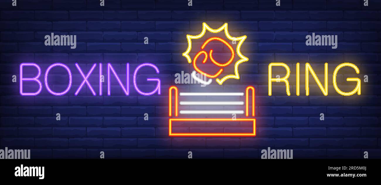 Boxing ring neon text with glove Stock Vector Image & Art - Alamy