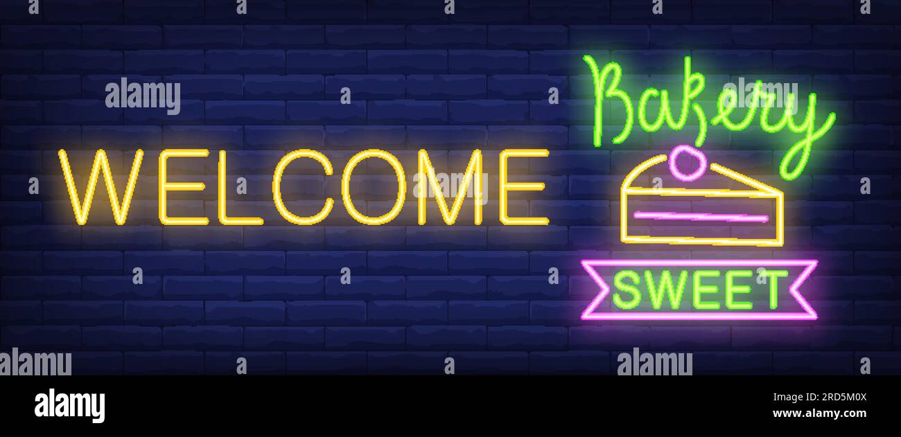 Welcome bakery sweet neon sign Stock Vector Image & Art - Alamy