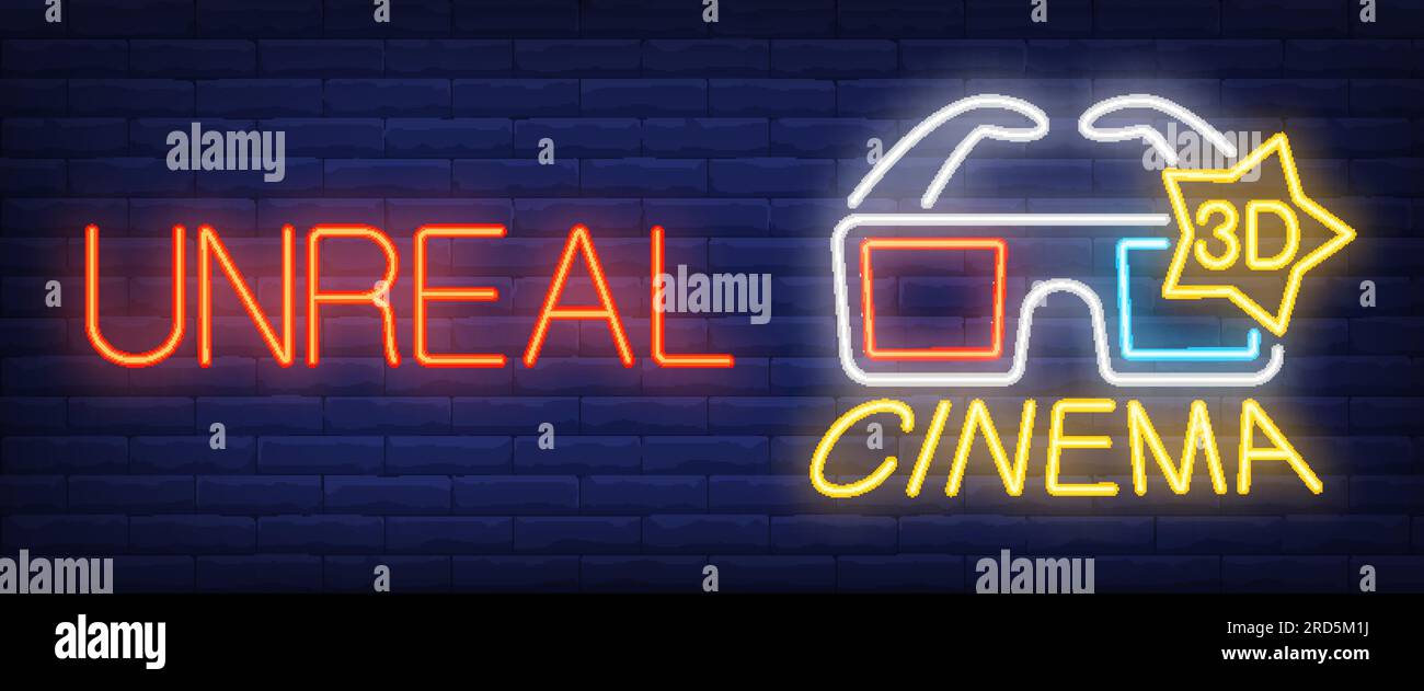 Unreal 3D Cinema neon sign Stock Vector Image & Art - Alamy