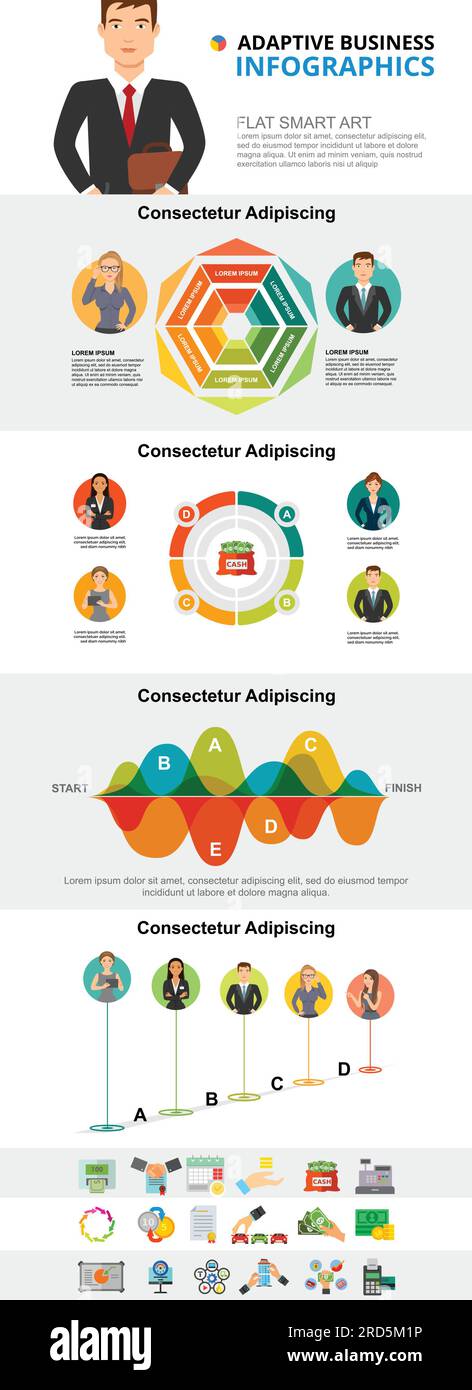 Management workflow and marketing infograph charts set Stock Vector ...