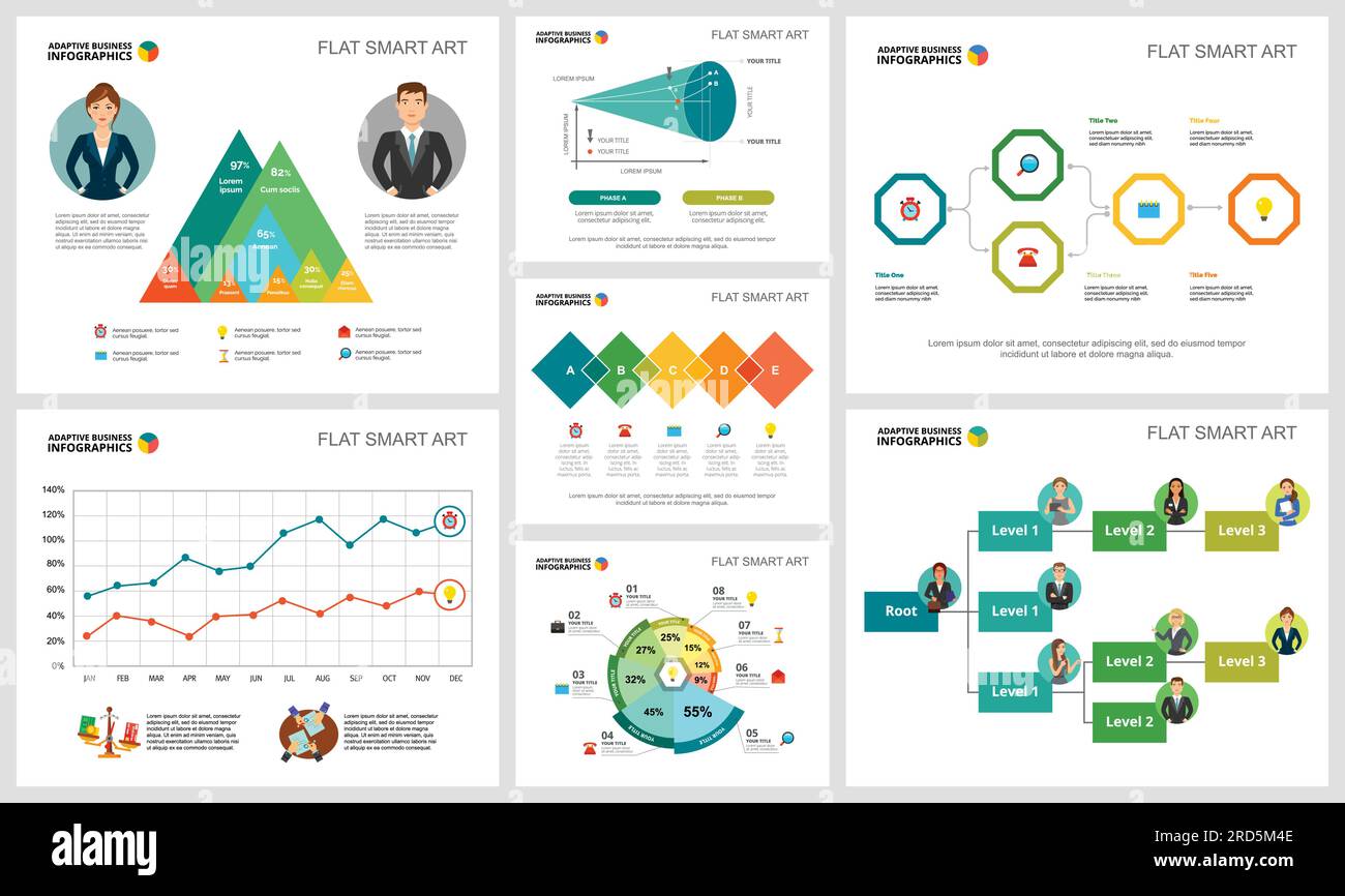 Colorful statistics or training concept infographic charts set Stock ...