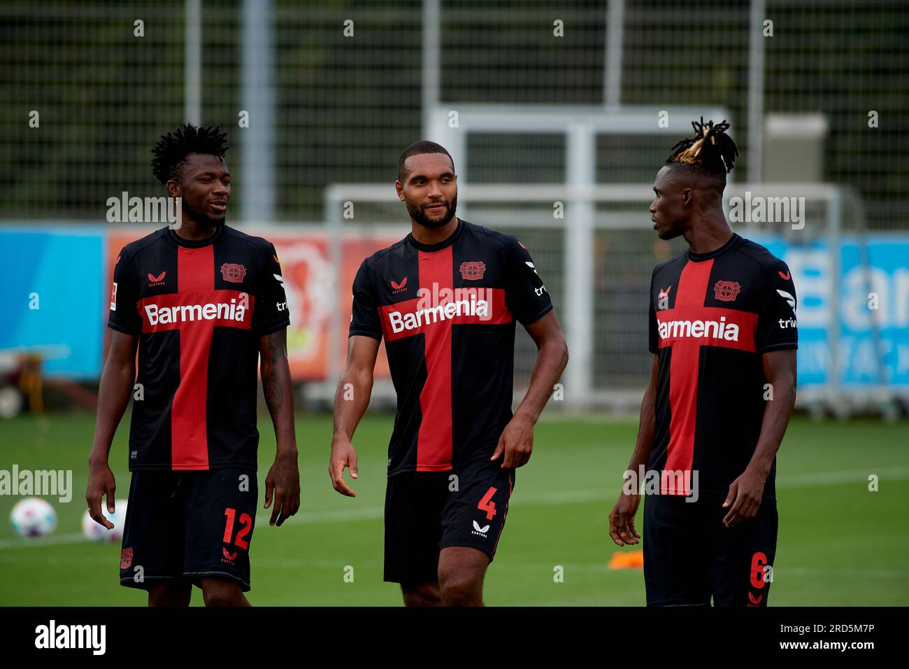 LEVERKUSEN, GERMANY - 18.07.23: Edmond Tapsoba, Odilon Kossounou ...