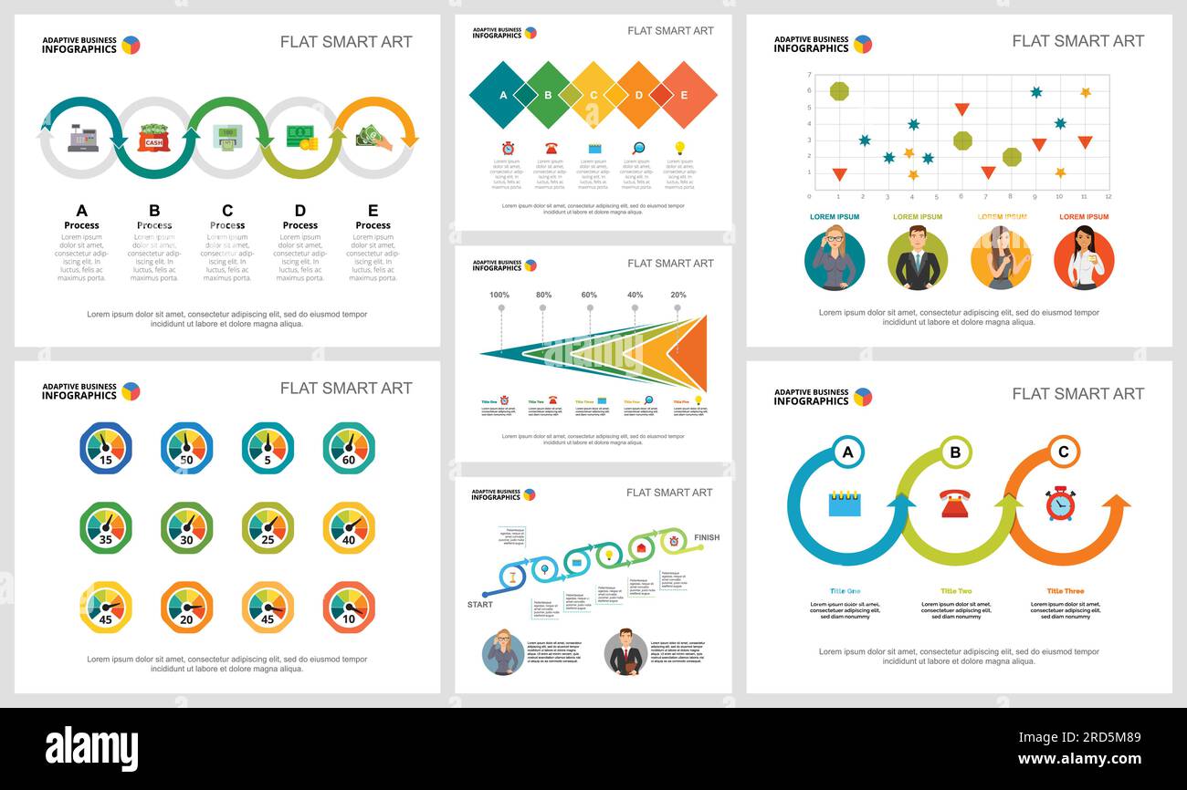 Colorful planning or strategy concept infographic charts set Stock ...
