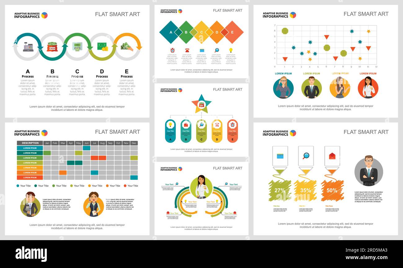 Colorful project or marketing concept infographic charts set Stock ...