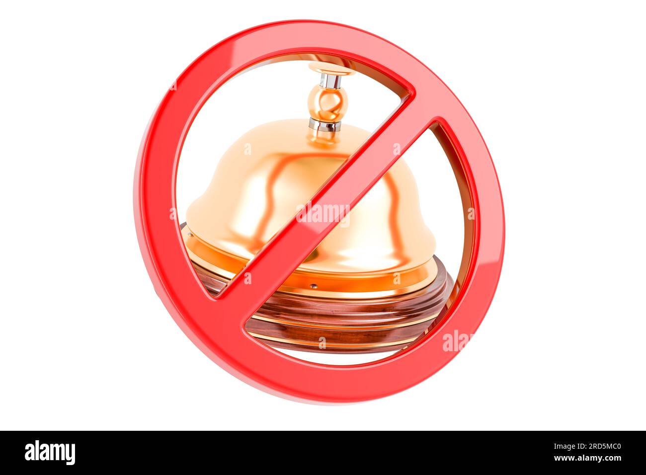 Reception bell with forbidden symbol. 3D rendering isolated on white ...