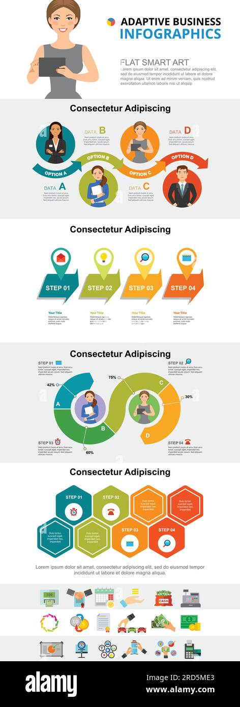 Planning and management concept infographic charts set Stock Vector ...
