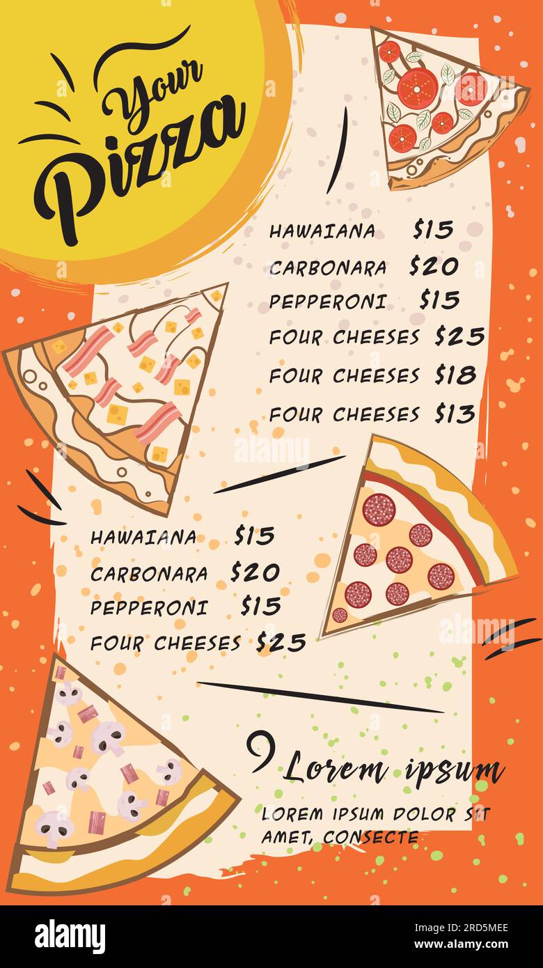 Colored front page of a pizza menu Vector Stock Vector Image & Art - Alamy