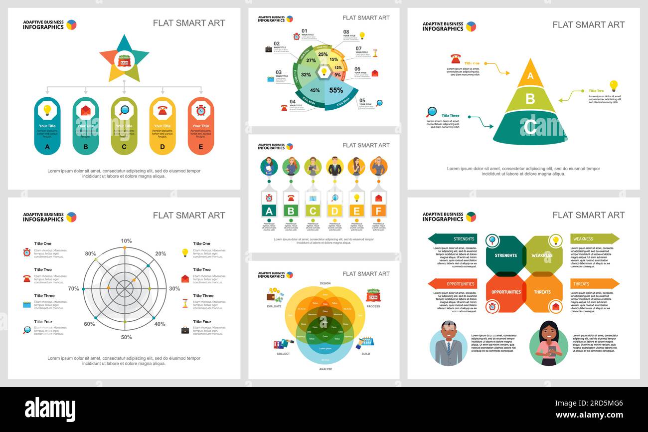 Colorful promotion or training concept infographic charts set Stock ...
