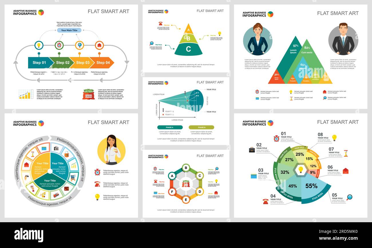 Colorful management or statistics concept infographic charts set Stock ...