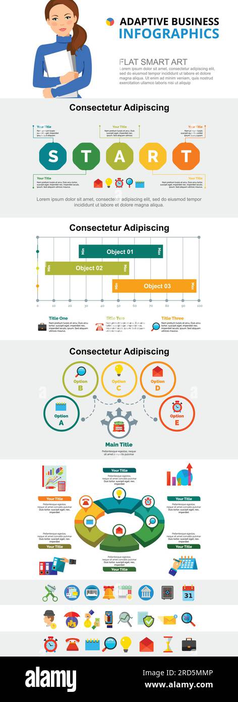 Startup and planning concept infographic charts set Stock Vector Image ...