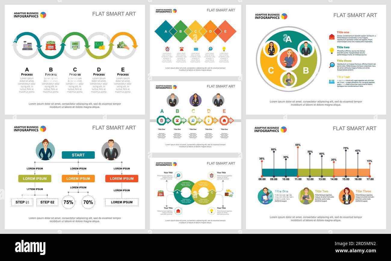 Colorful statistics or teamwork concept infographic charts set Stock ...